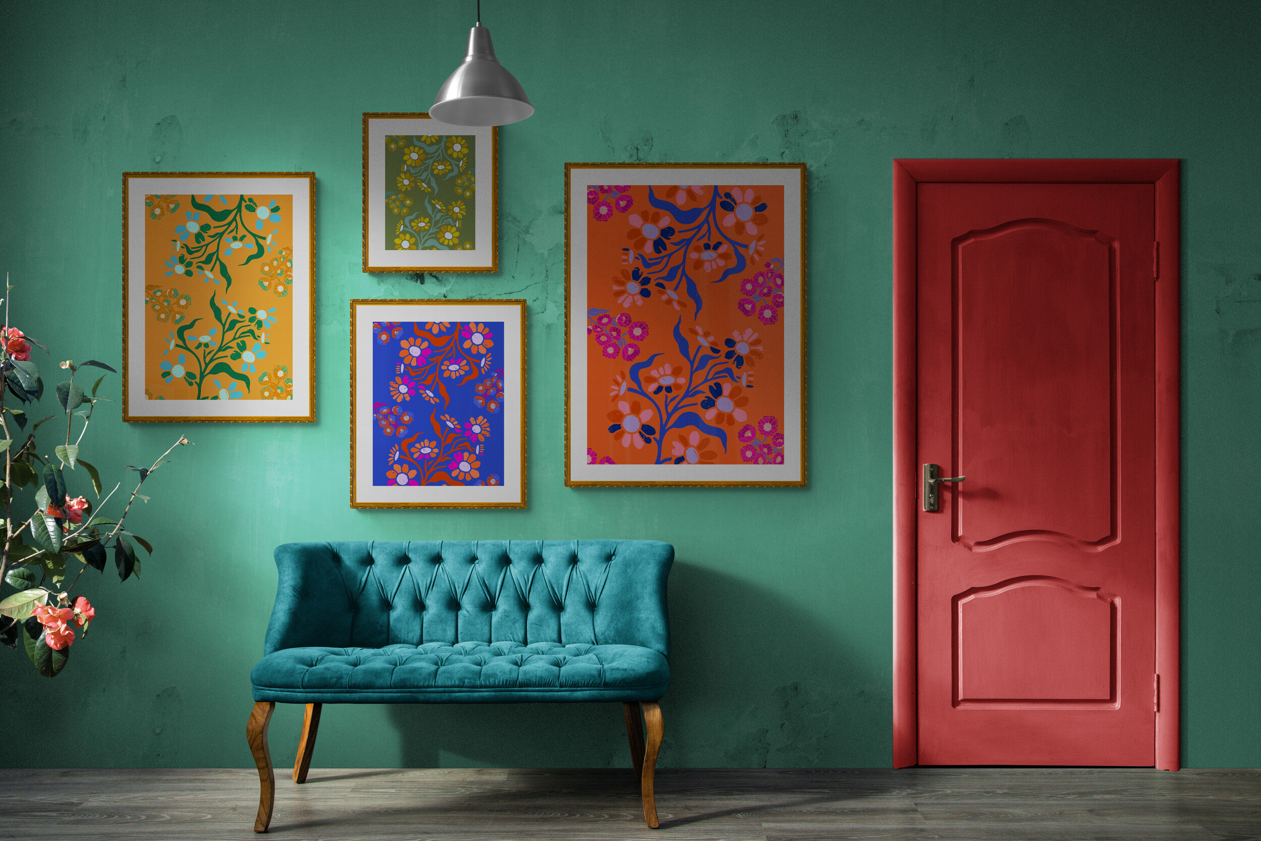 Royal Floral Wallpaper INSTANT Digital Download Wall Art - Etsy