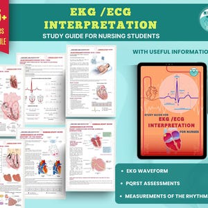 EKG ECG Interpretation Nursing Study Guide | Heart Rhythm Cheat Sheet ...