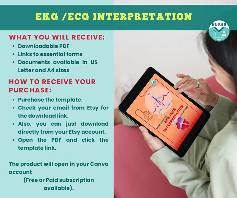 EKG ECG Interpretation Nursing Study Guide | Heart Rhythm & Arrhythmia ...