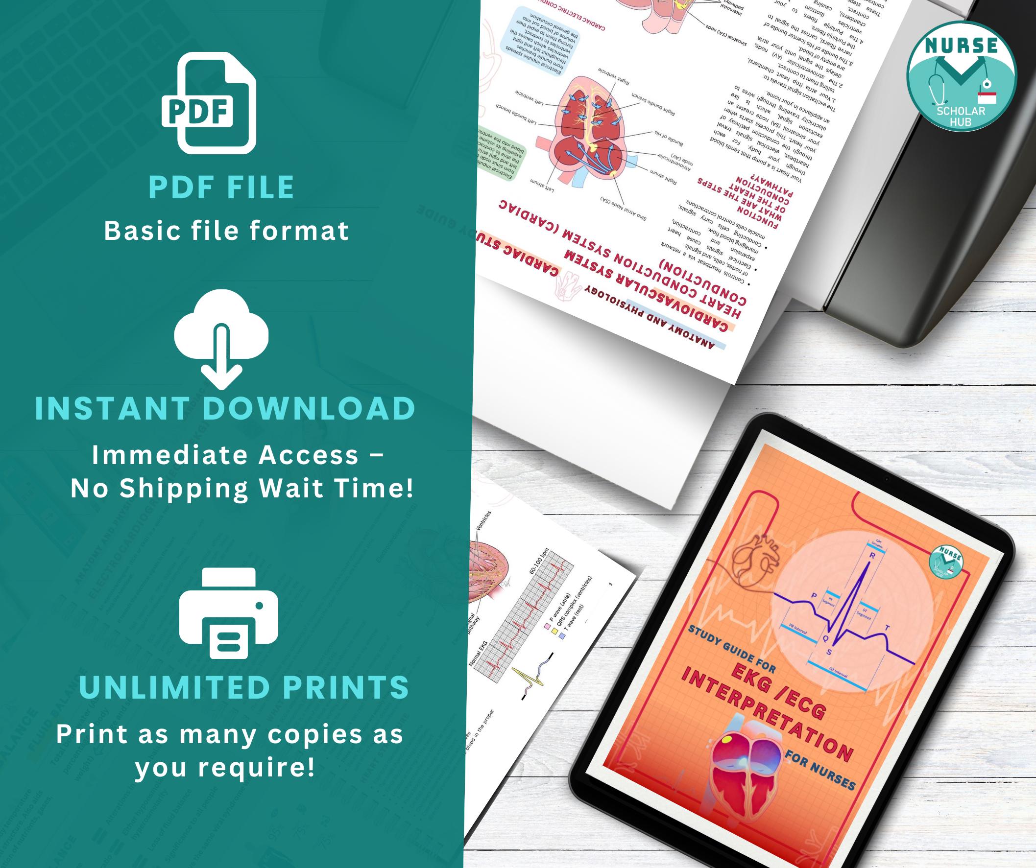 EKG ECG Interpretation Nursing Study Guide | Heart Rhythm Cheat Sheet ...