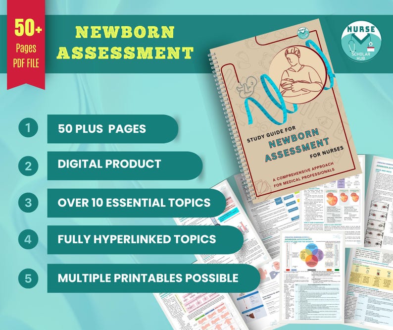 Newborn Baby Assessment Nursing Study Guide | 55+ Page Cheat Sheet With ...