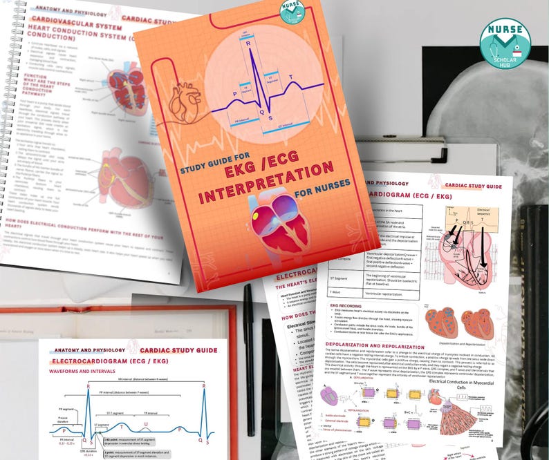EKG ECG Interpretation Nursing Study Guide | Heart Rhythm & Arrhythmia ...