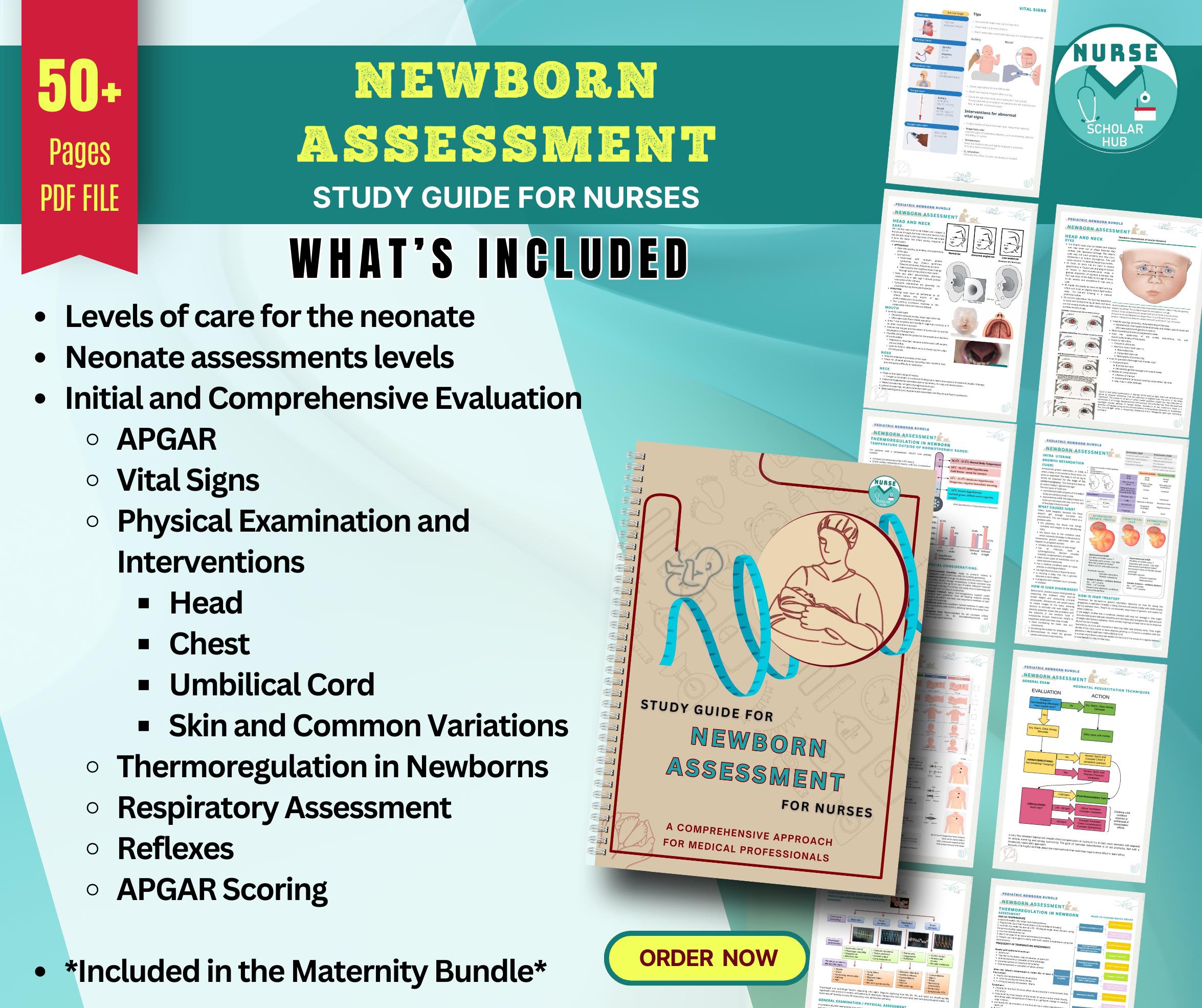 Newborn Baby Assessment Nursing Study Guide | 55+ Page Cheat Sheet With ...