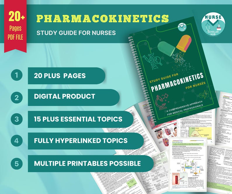 Pharmacokinetics Study Guide | 20+ Page Printable Pharmacokinetics ...