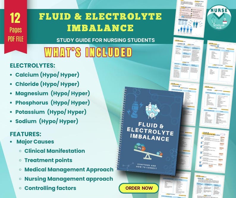 Fluid and Electrolytes Imbalance Nursing Guide | 12-page Nursing Notes ...