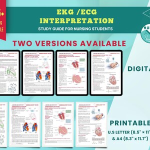 EKG ECG Interpretation Nursing Study Guide | Heart Rhythm Cheat Sheet ...