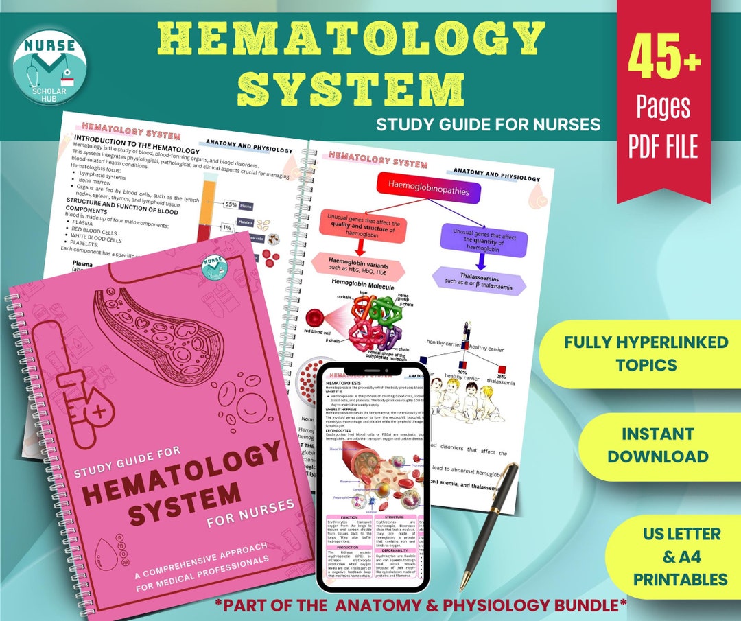 Hematology Nursing Notes Bundle | Blood Disorders, Anatomy & Physiology ...