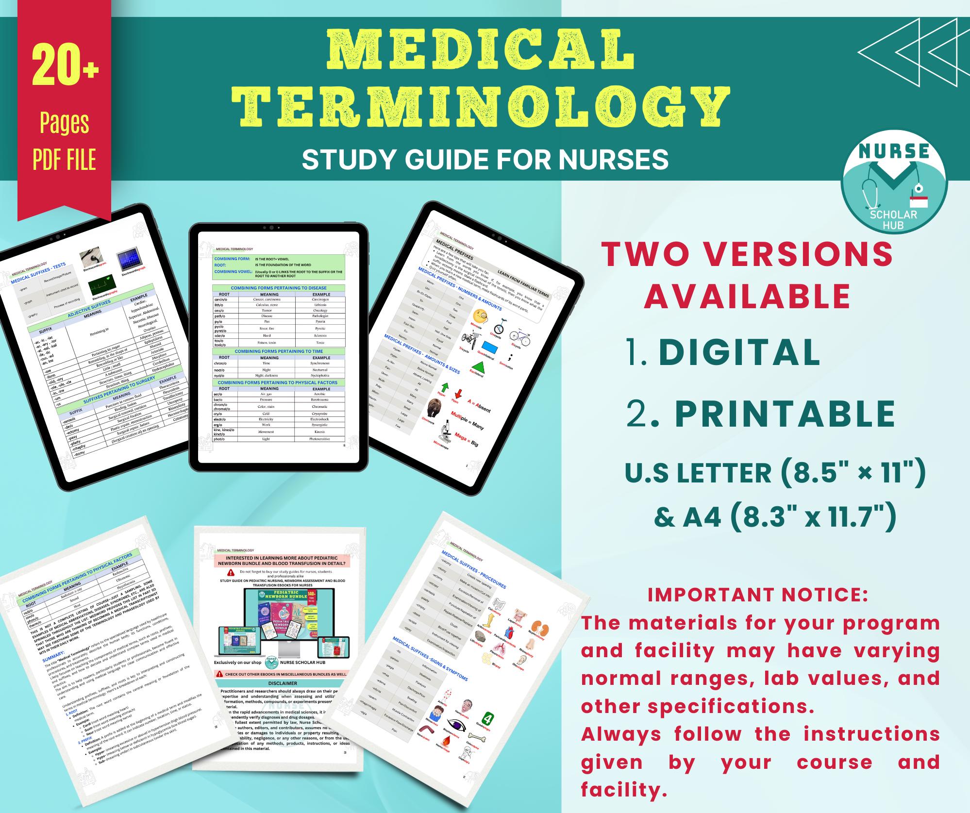 Medical Terminology Study Guide | Prefixes and Suffixes | word Roots ...