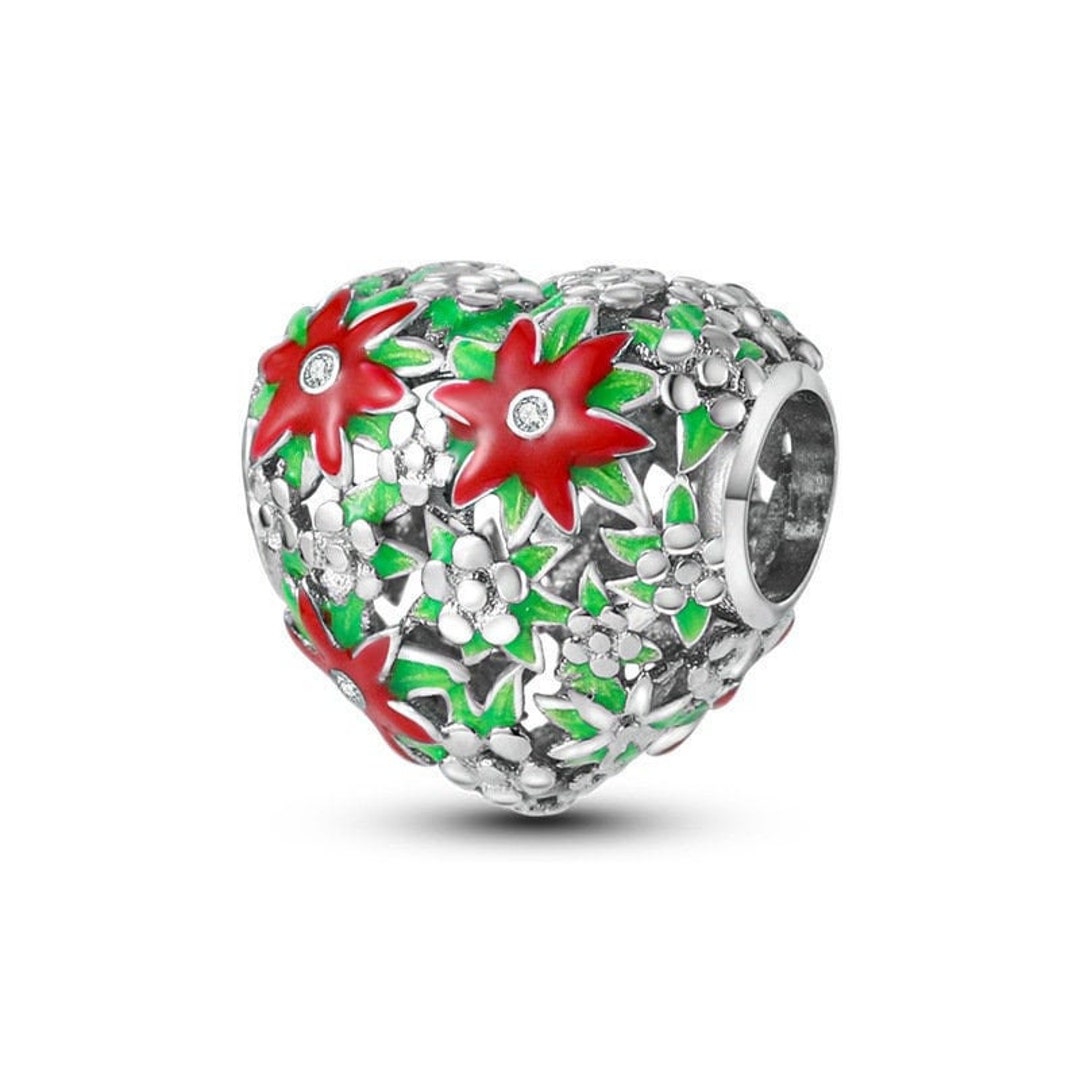 Hibiscus Daisy Flower Openwork Love Heart Pandora Charm Bracelet ...