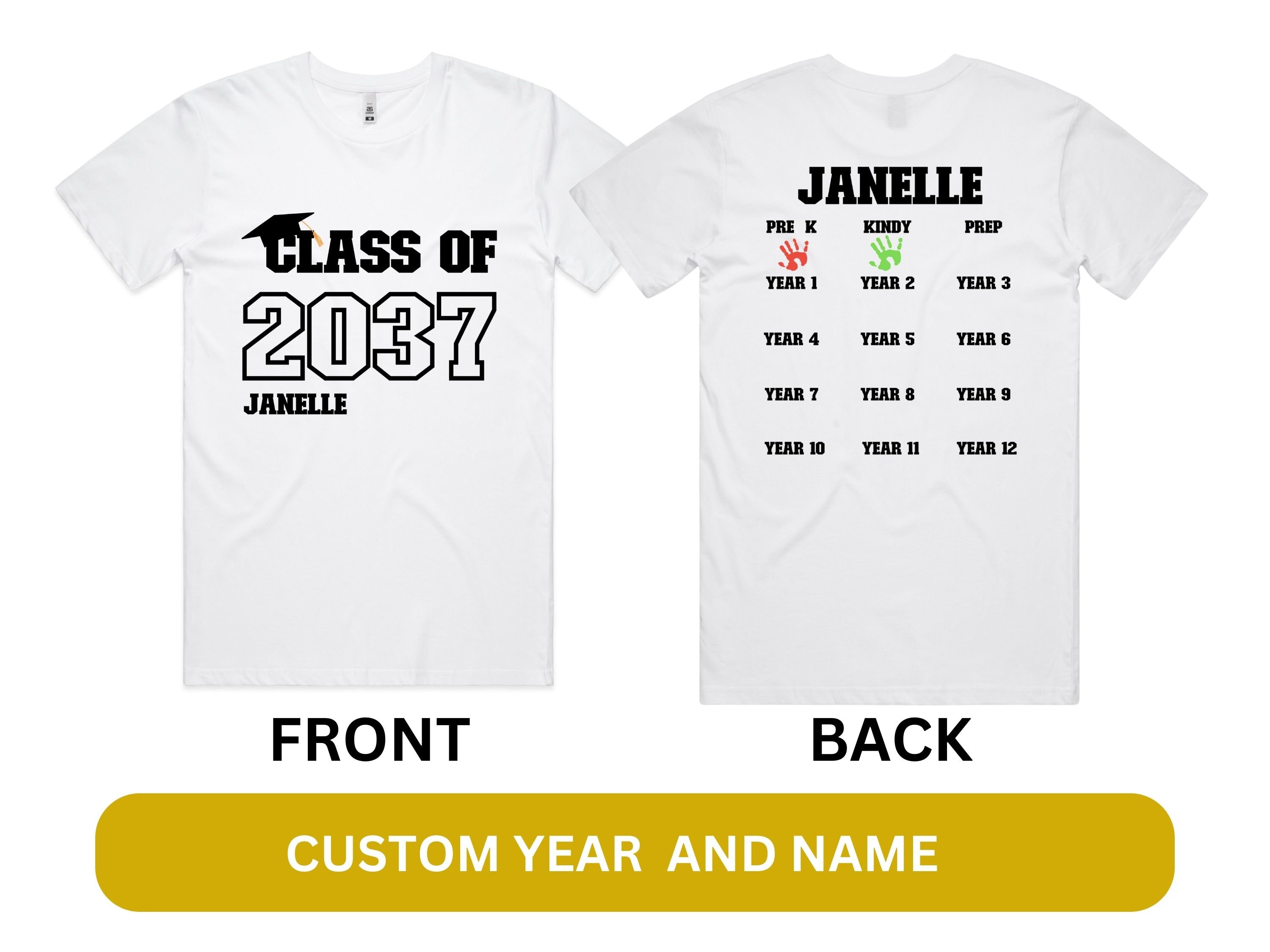 Personalised Boys or Girls Keepsake, Class of 2036 2037 2038, Adult Size Class of Shirt, Grow ...