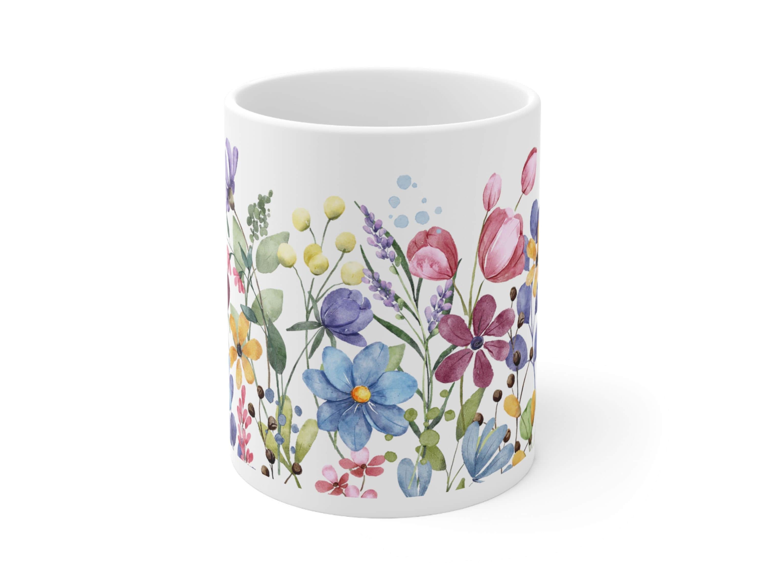Wildflower Coffee Mug, Pressed Flowers Mug, Boho Wildflowers Mug ...