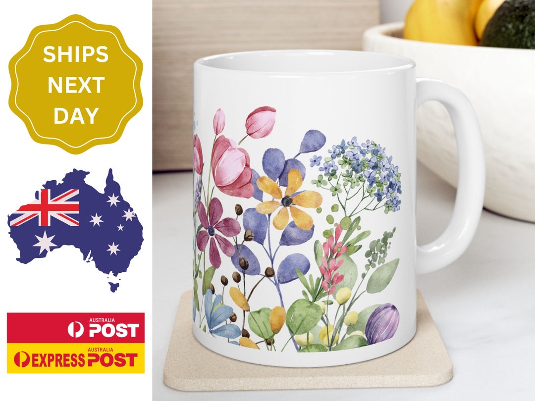 Wildflower Coffee Mug, Pressed Flowers Mug, Boho Wildflowers Mug ...