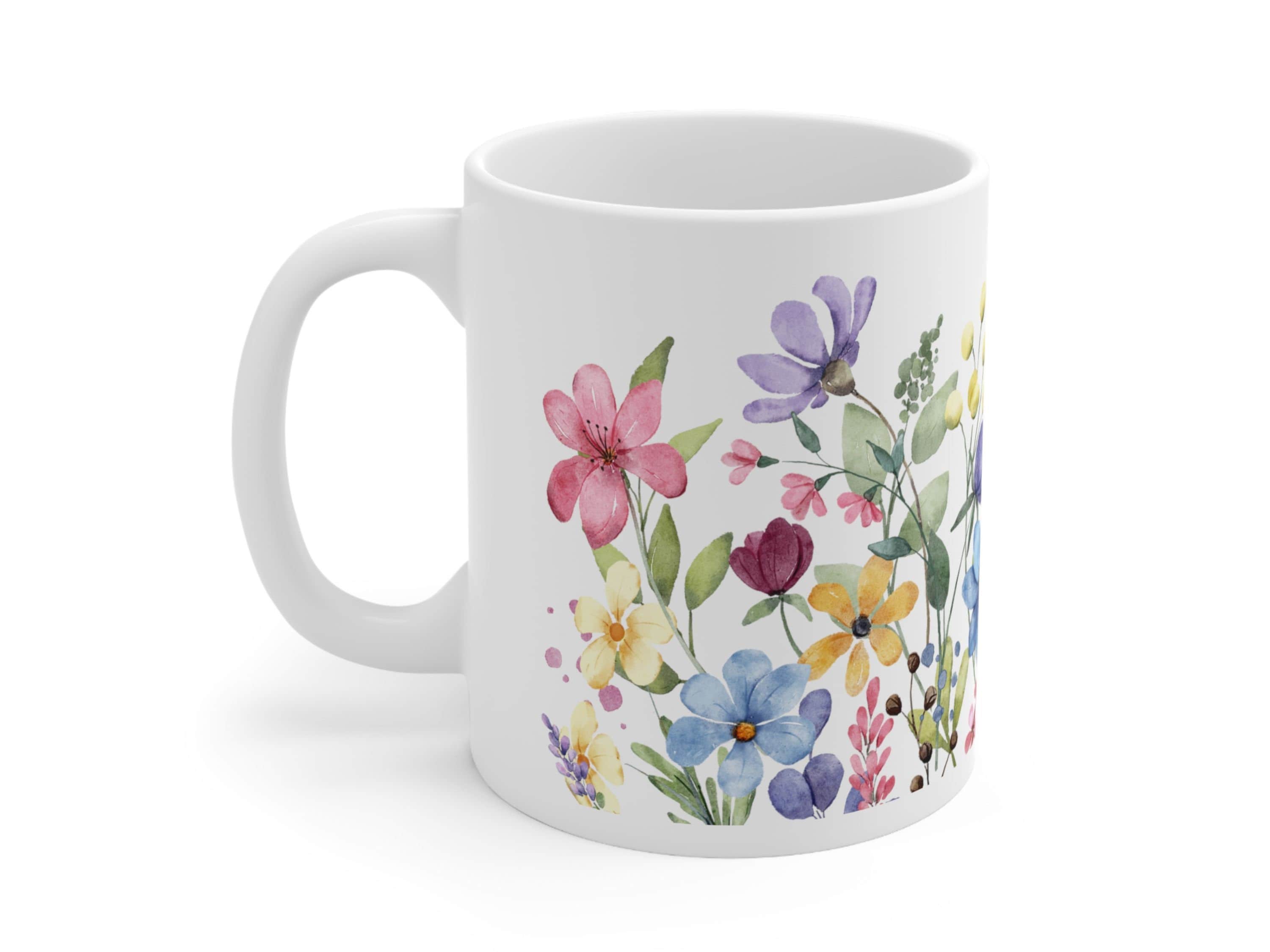 Wildflower Coffee Mug, Pressed Flowers Mug, Boho Wildflowers Mug ...