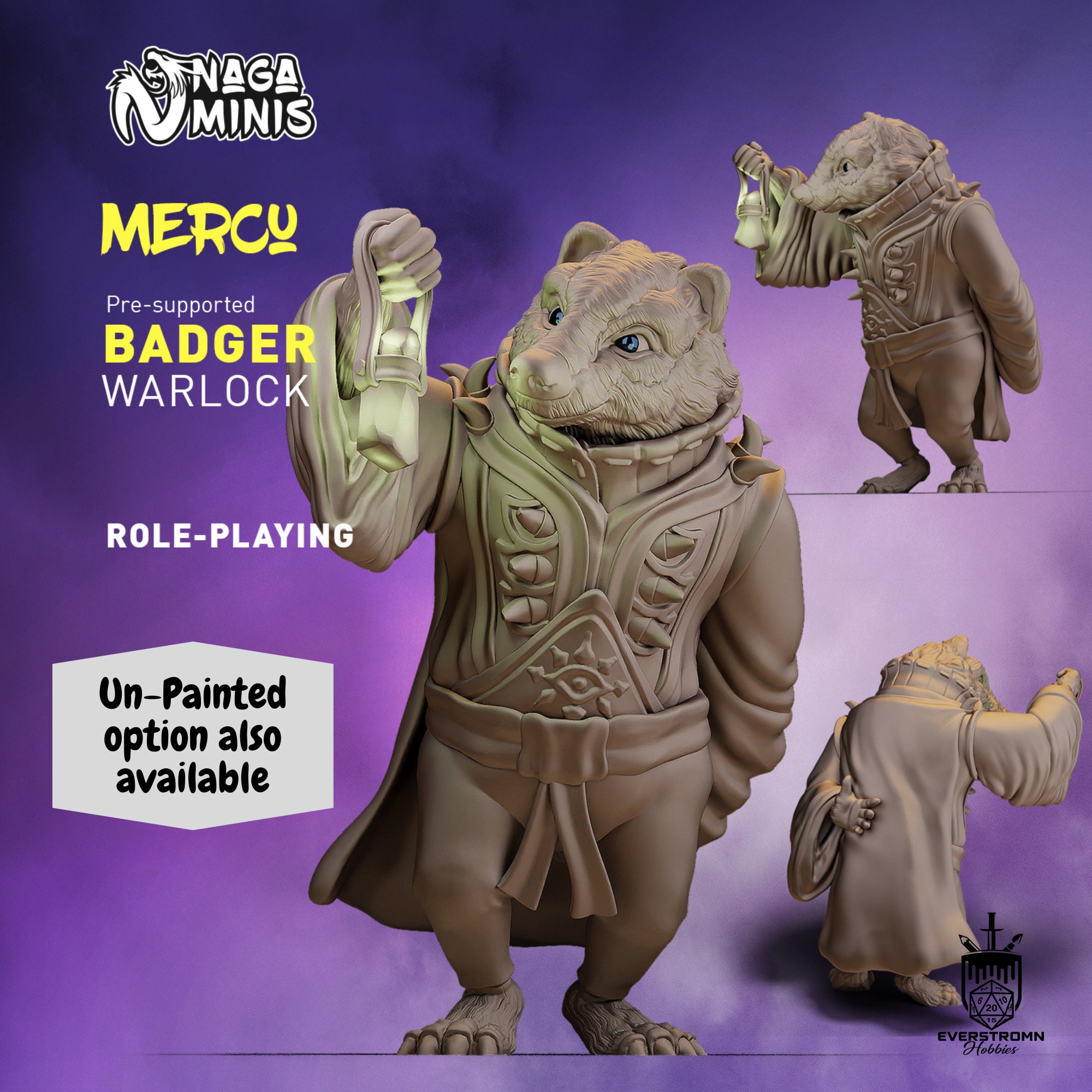 Badger With Lantern Naga Minis Fantasy Miniature Dnd Dungeons and ...