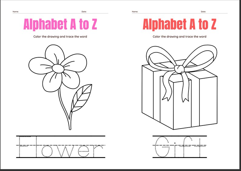 NEW!! Educatioinal Alphabet Color and Worksheets for Children - Etsy