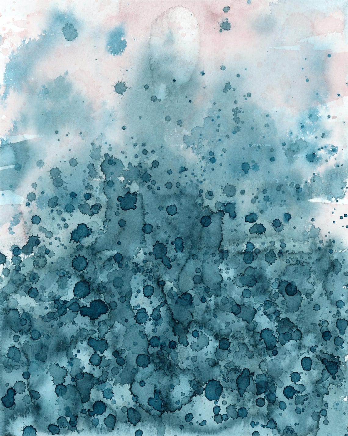 Colorful Fine Art PRINT, Watercolor Painting, Soft Aqua Modern Abstract ...
