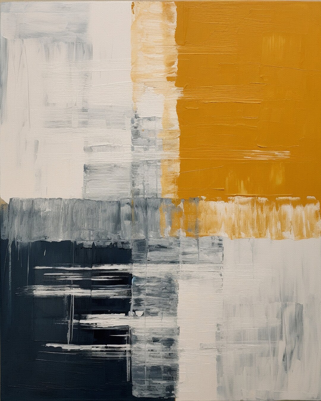 Orange and Blue Abstract Art PRINT of Painting, Mid-century Modern ...