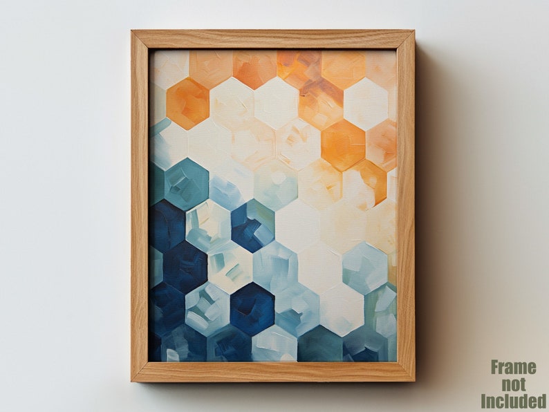 Navy Blue Teal and Orange Abstract PRINT of Painting - Etsy