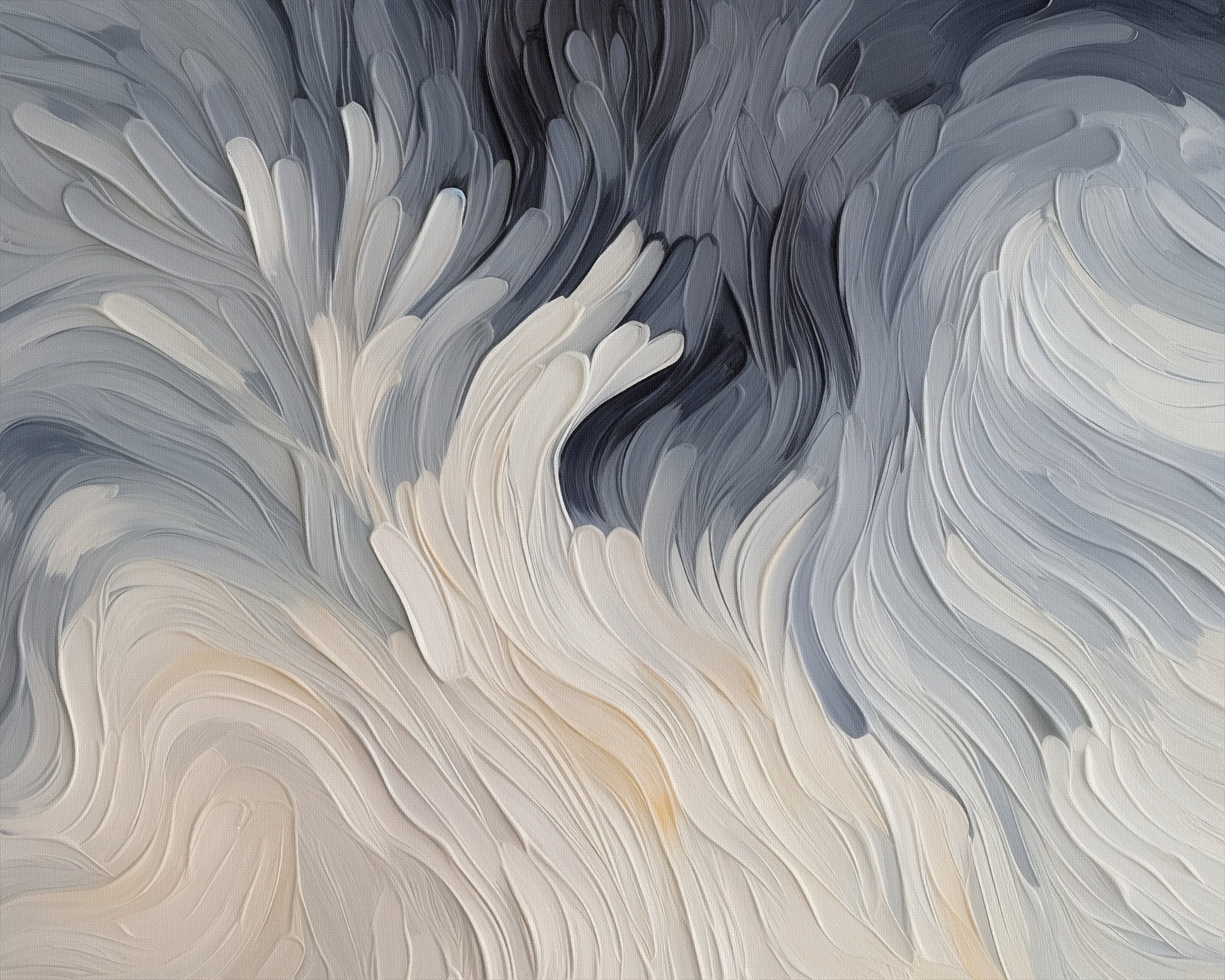 Violet-gray and Cream Wave Abstract Art PRINT: Wave Painting, Feather ...