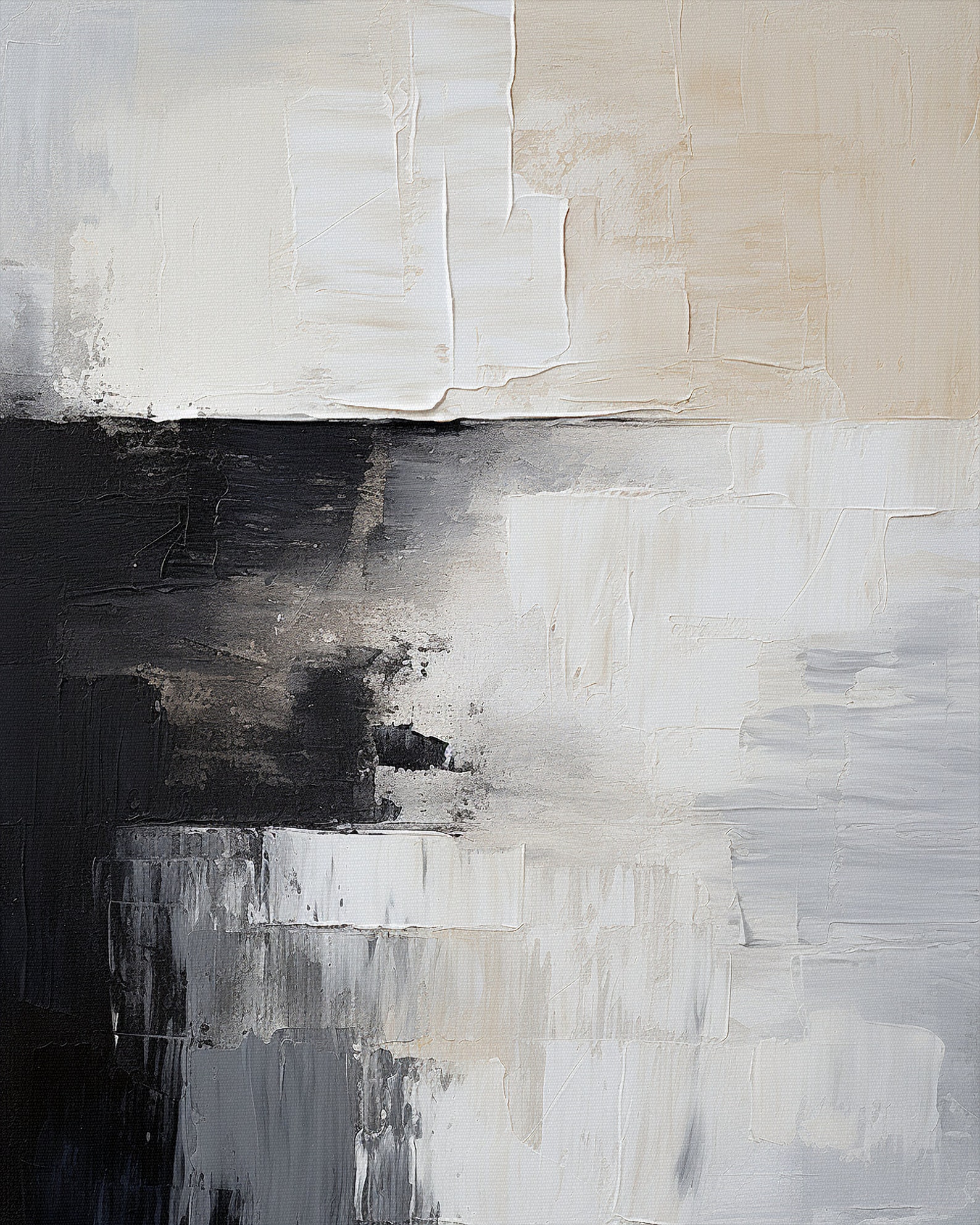 Neutral Colorblock Abstract Art PRINT for Modern Home Decor, Gray Beige ...