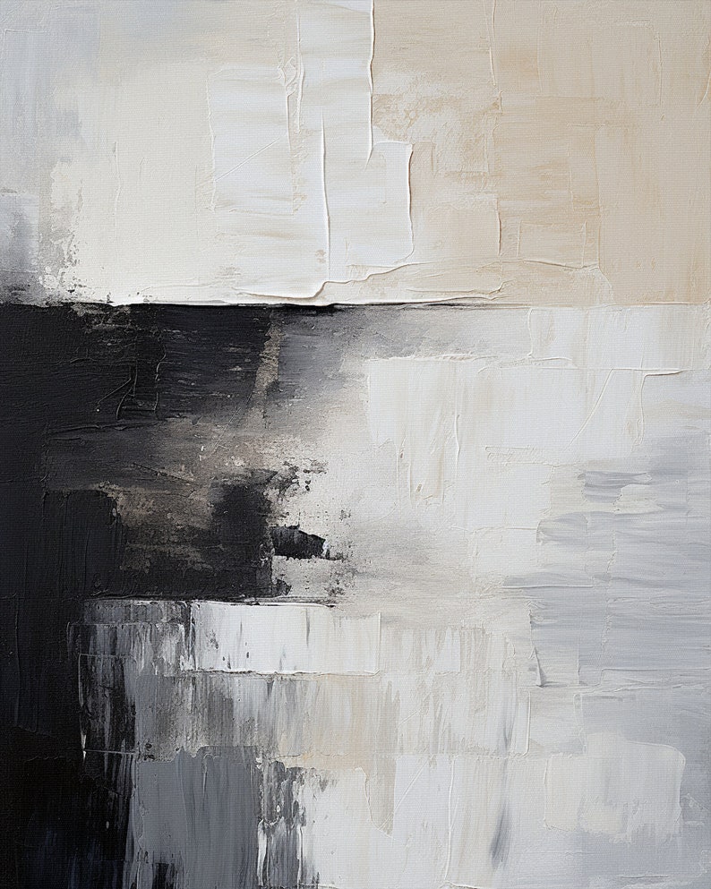 Neutral Colorblock Abstract Art PRINT for Modern Home Decor, Gray Beige ...