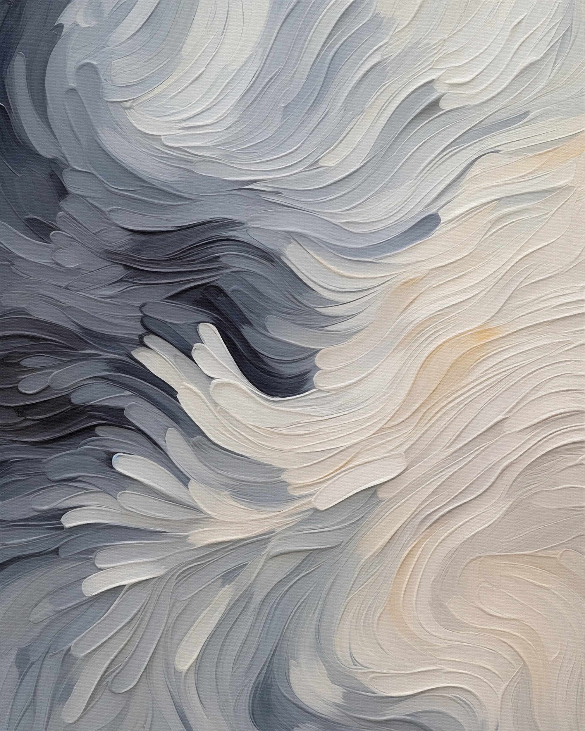 Violet-gray and Cream Wave Abstract Art PRINT: Wave Painting, Feather ...