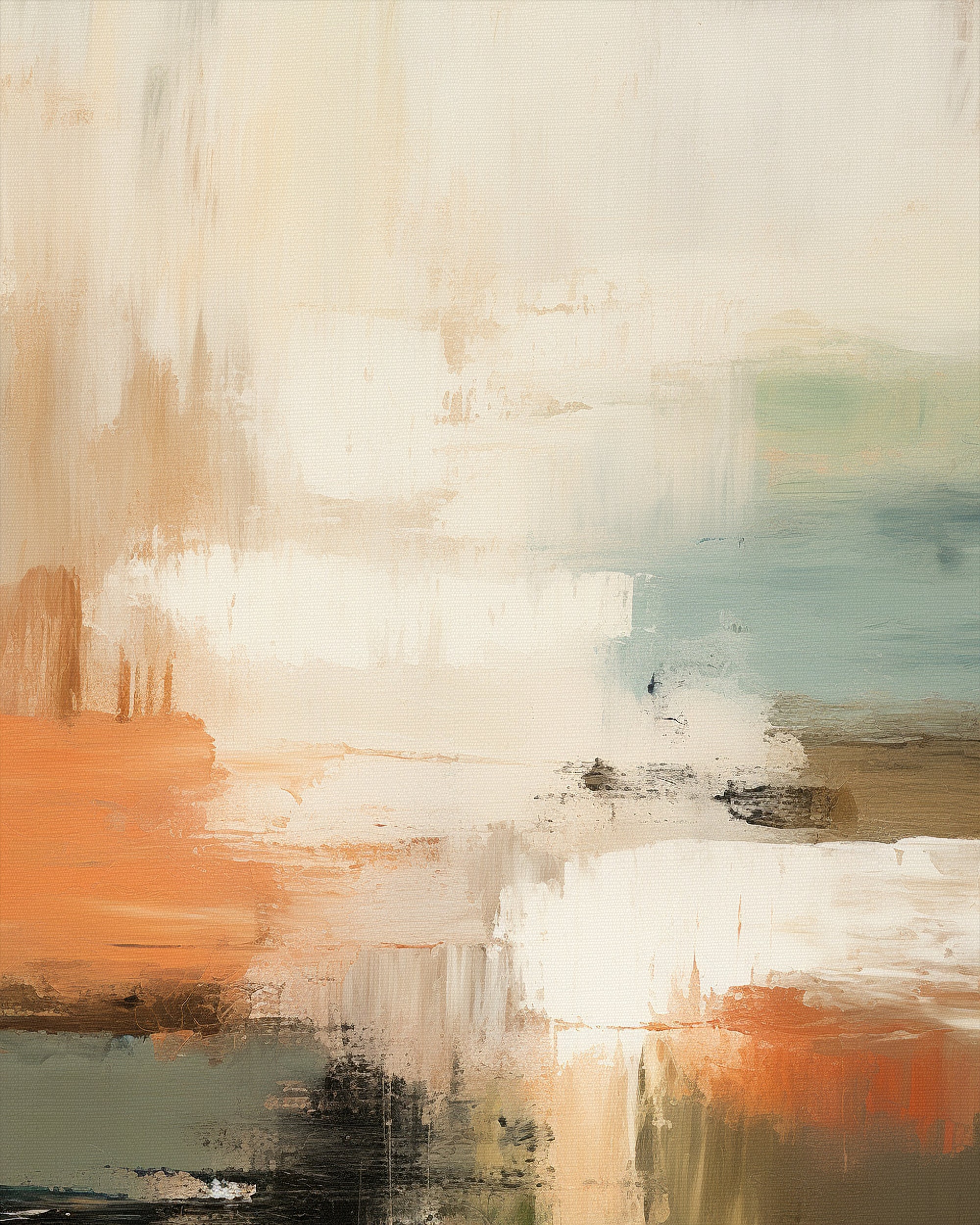 Muted Earth Tones Orange and Olive, Abstract Minimalism Fine Art PRINT ...