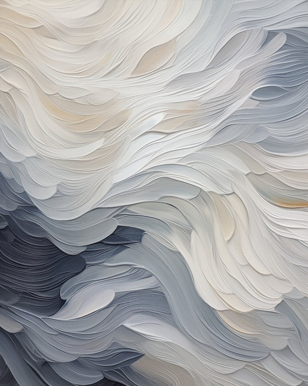 Violet-gray and Cream Wave Abstract Art PRINT: Wave Painting, Feather ...