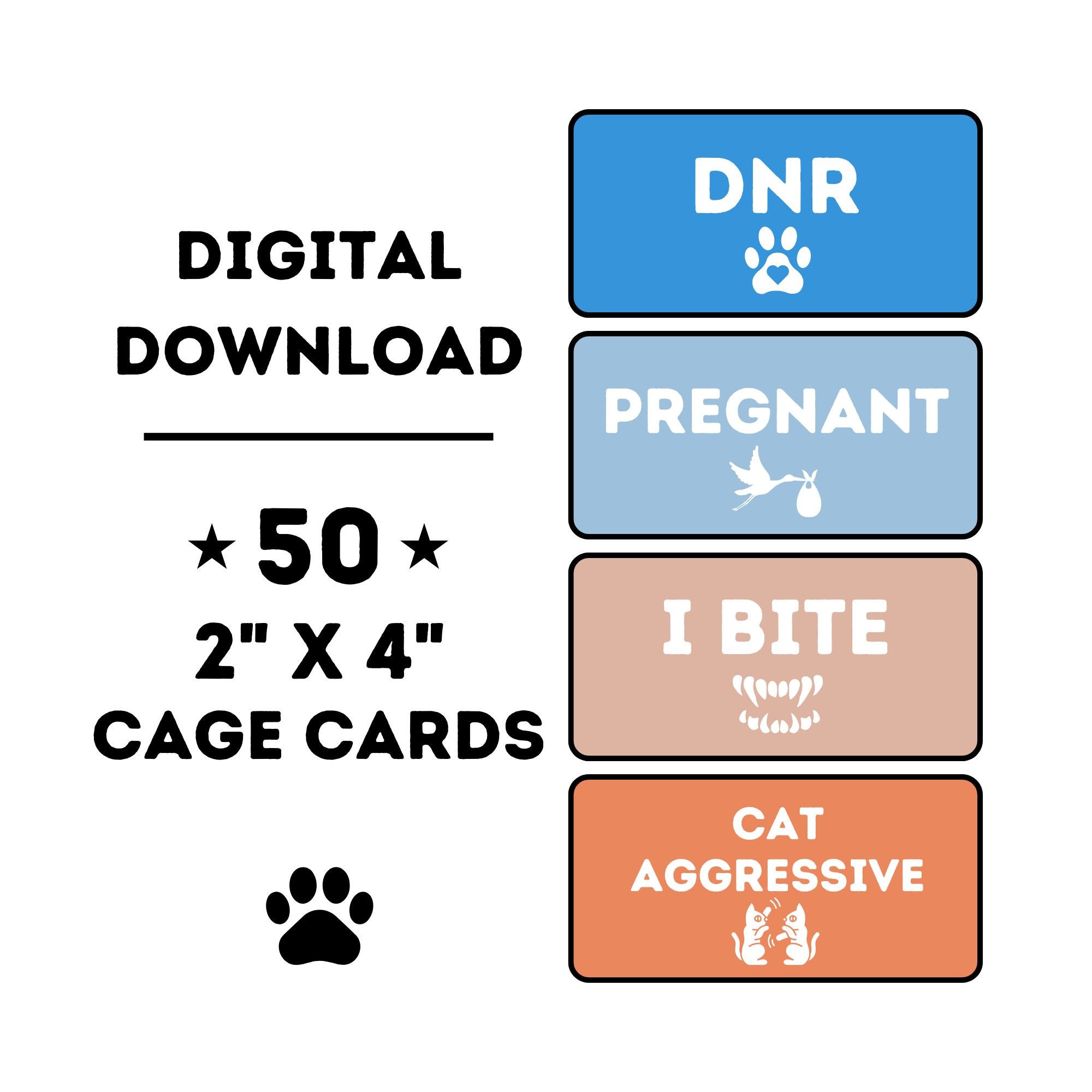 Veterinary Cage Cards Printable Veterinary Kennel Cards Digital Print ...
