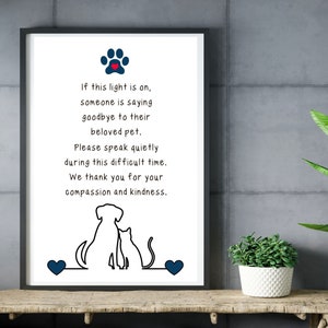 Veterinary Euthanasia Notice Printable Art Veterinarian Pet Loss Sign ...