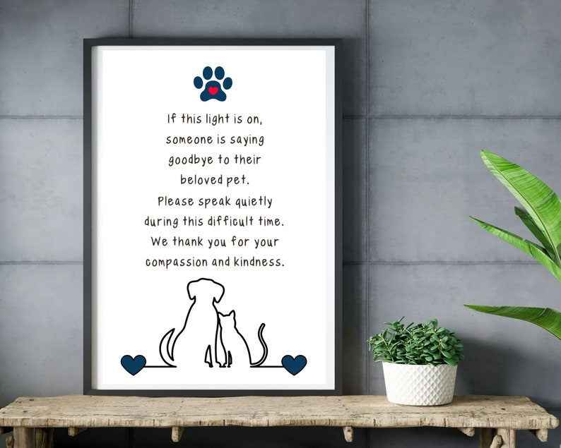 Veterinary Euthanasia Notice Printable Art Veterinarian Pet Loss Sign ...