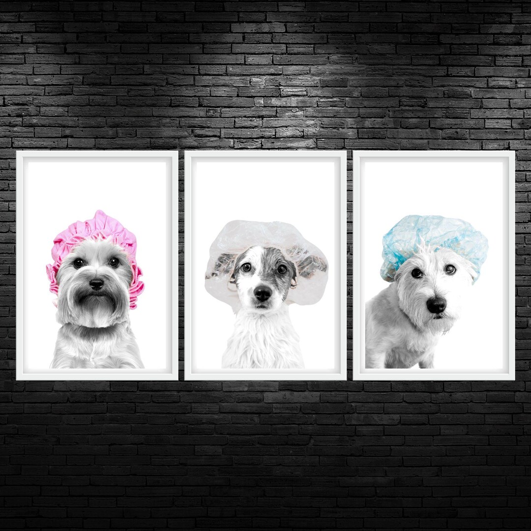 Dogs in Shower Caps Dog Grooming Salon Decor - Etsy