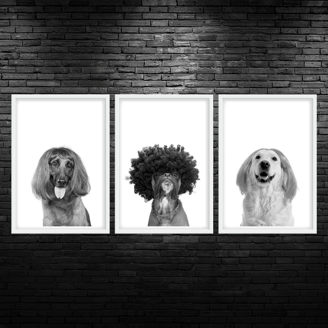 Dog Wig Trio Printable Wall Art Dog Grooming Salon Decor Dog Groomer ...