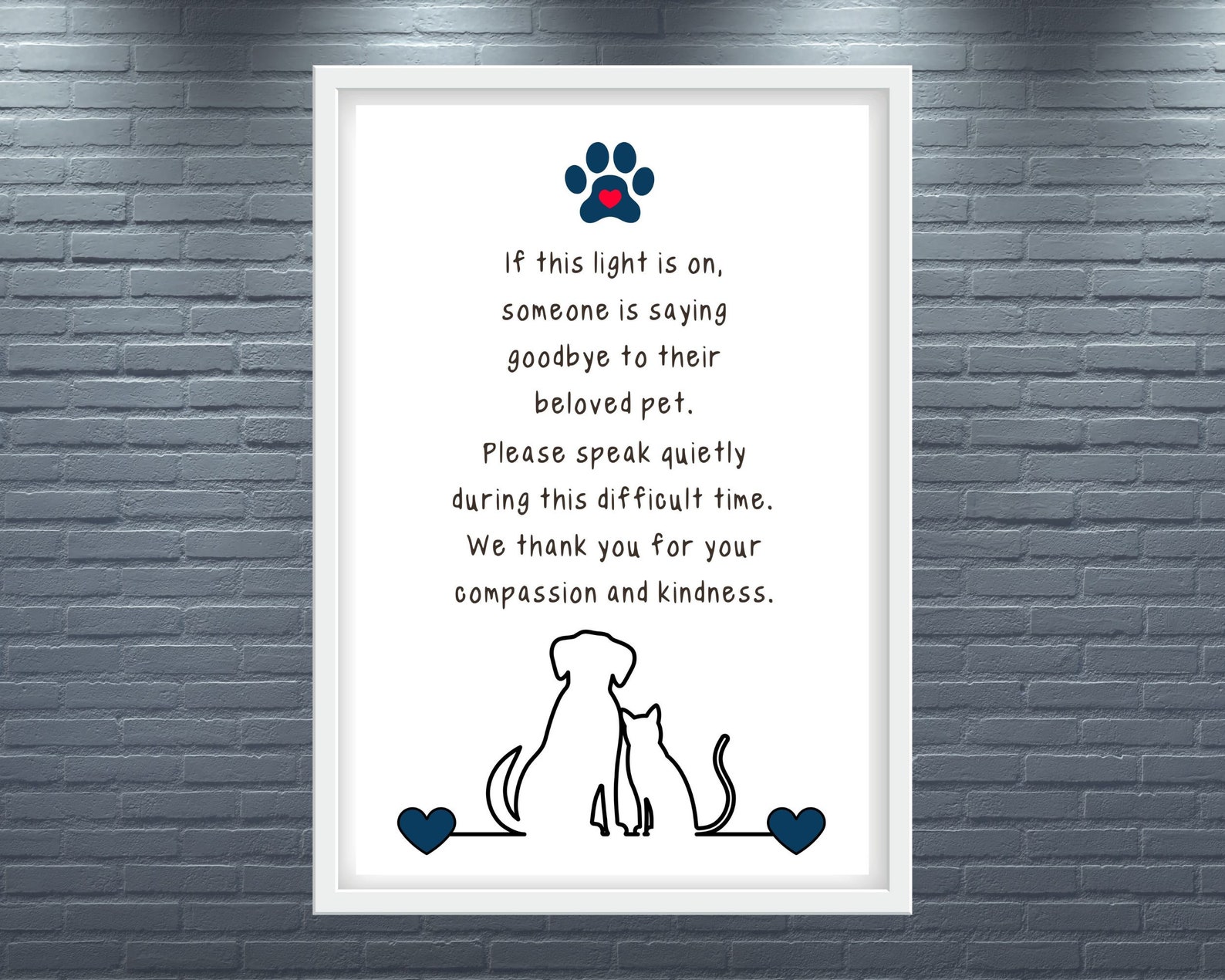 Veterinary Euthanasia Notice Printable Art Veterinarian Pet Loss Sign ...