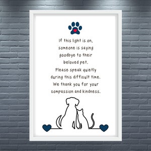 Veterinary Euthanasia Notice Printable Art Veterinarian Pet Loss Sign ...
