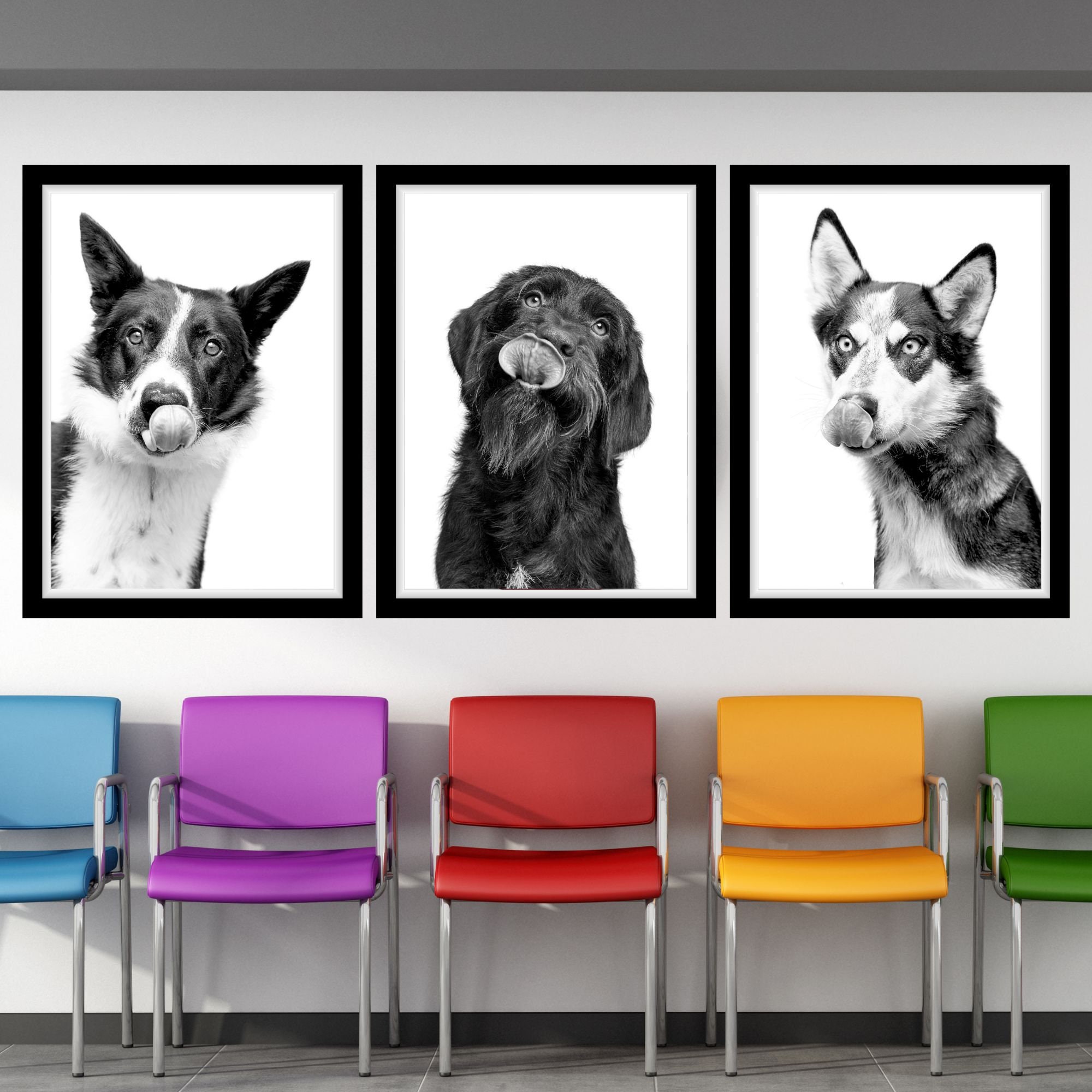 Funny Dog Lick Trio Printable Wall Art Dog Veterinary Clinic Wall Art ...