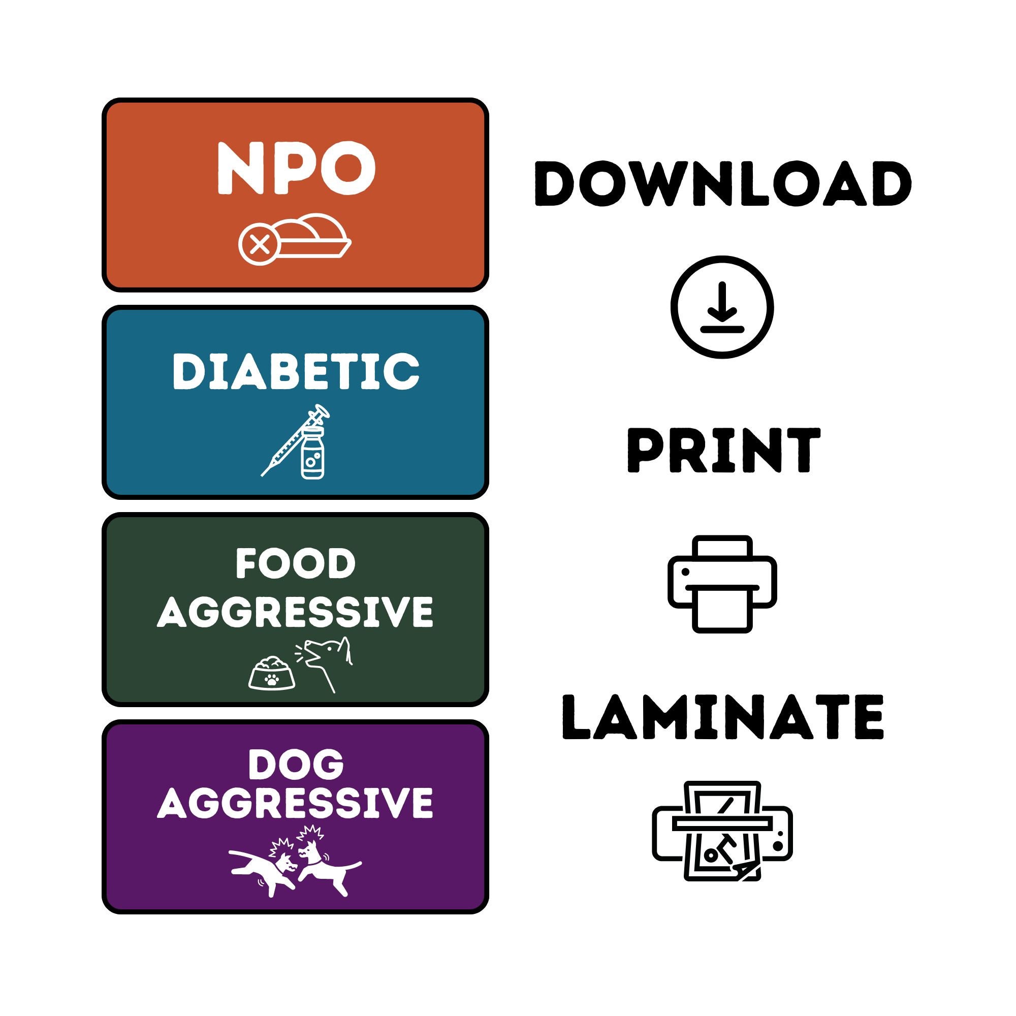 Veterinary Cage Cards Cool Palette Printable Kennel Alert Cards ...