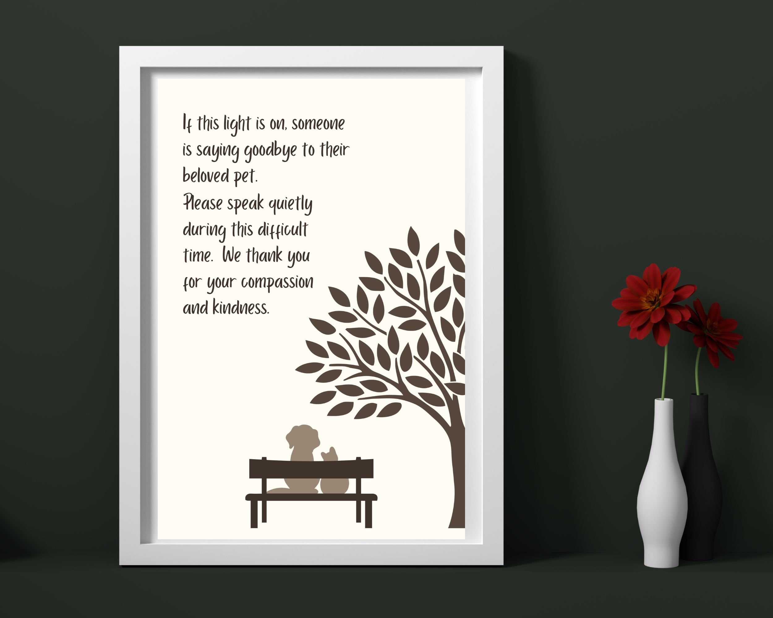 Pet Euthanasia Sign Printable Veterinary Clinic Euthanasia Notice Sign ...