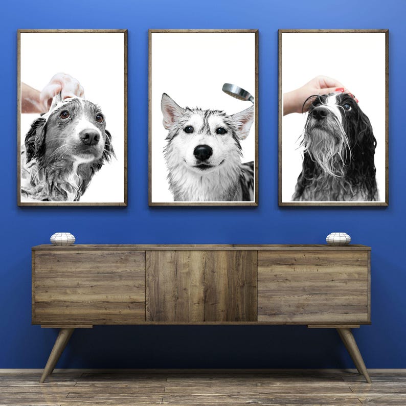 Dog Bath Time Color Pop Printable Wall Art Dog Grooming Decor Dog Bath ...