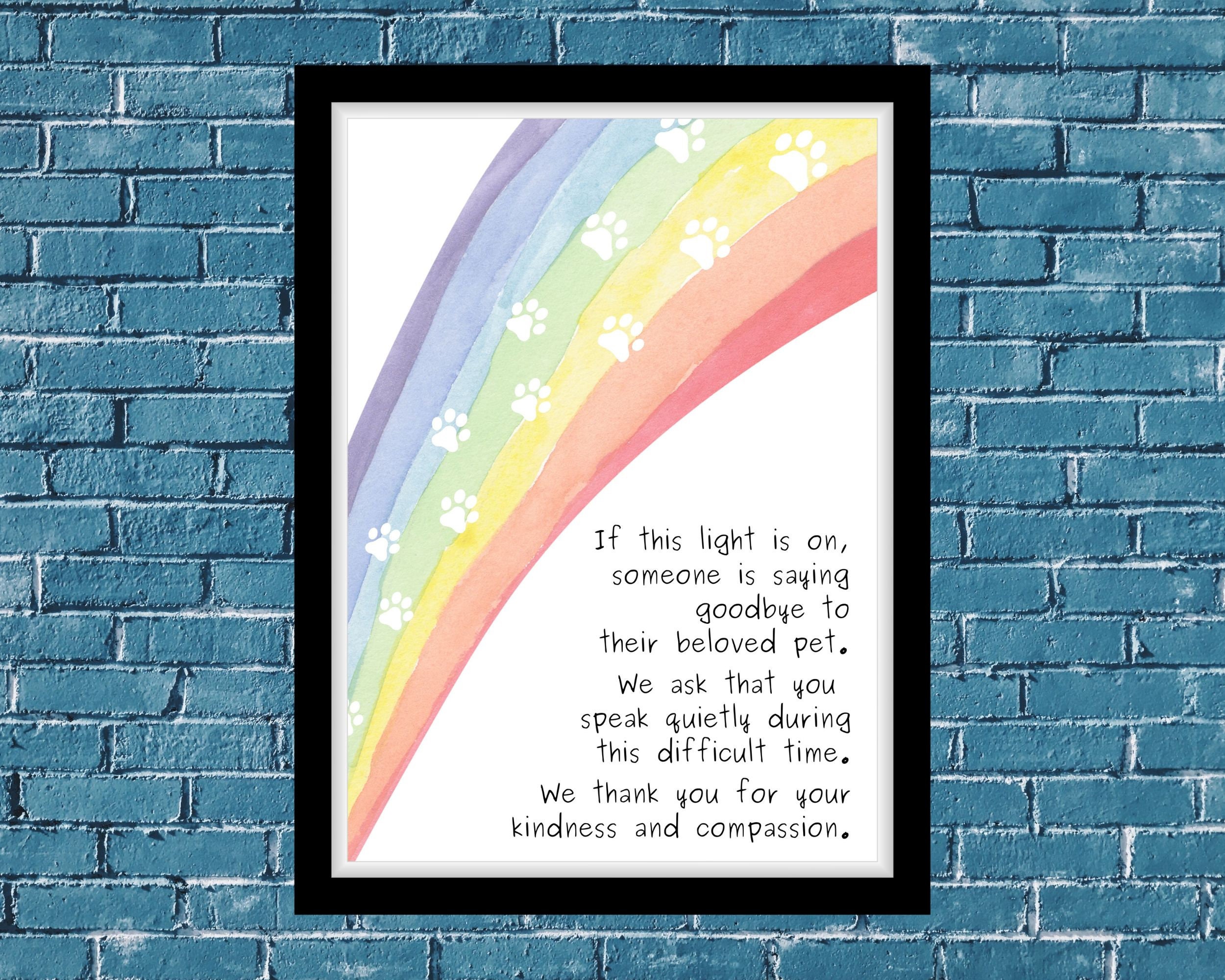 Rainbow Bridge Pet Loss Printable Sign Euthanasia Notice Vet Sign Pet ...