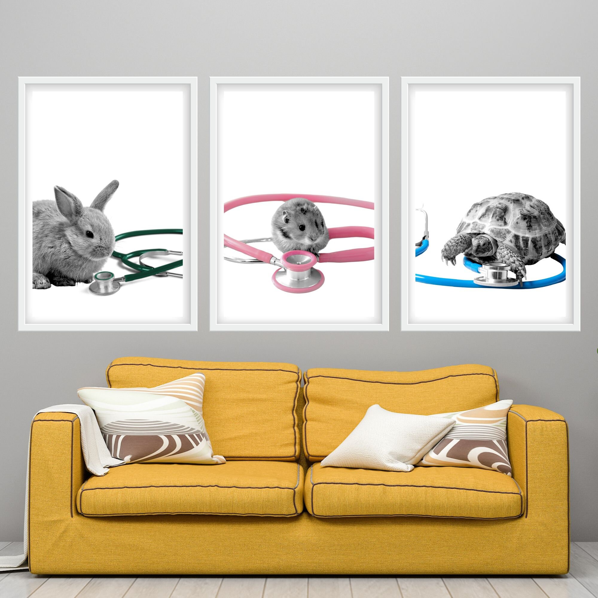 Small Pet Vet Trio Color Pop Printable Wall Art Small Pet Veterinary ...