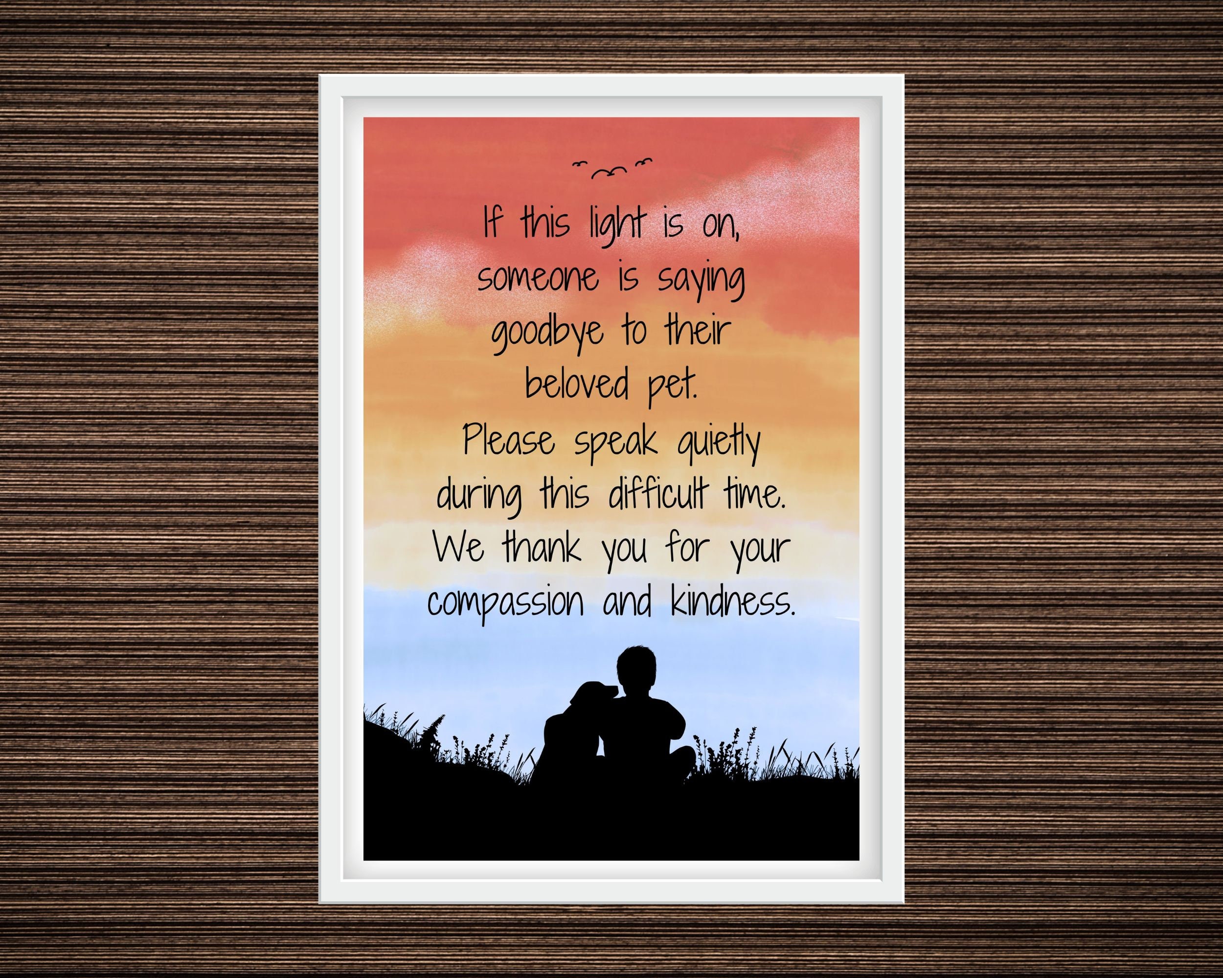 Pet Loss Notice Veterinary Printable Desk Sign Euthanasia Notice Vet ...