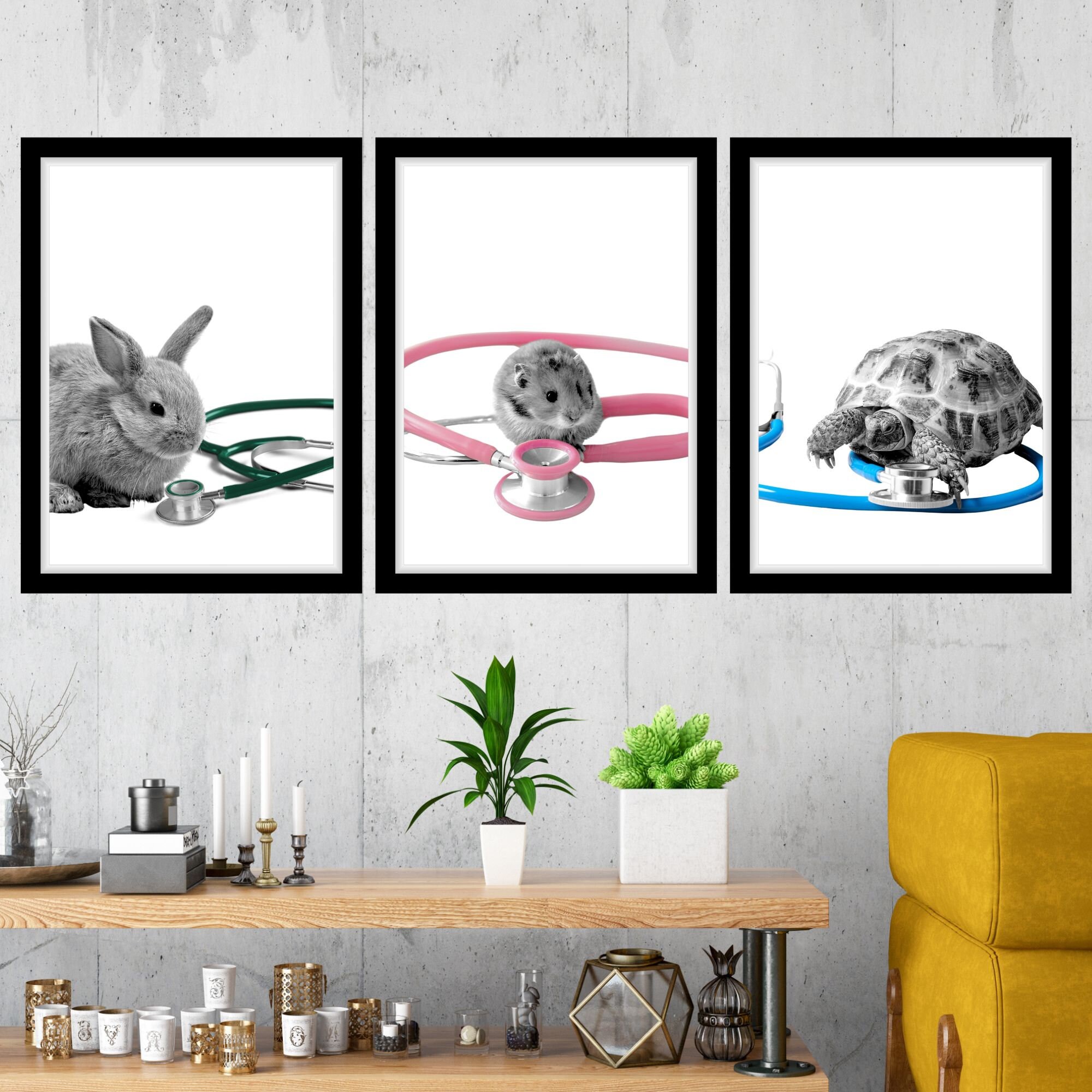 Small Pet Vet Trio Color Pop Printable Wall Art Small Pet Veterinary ...