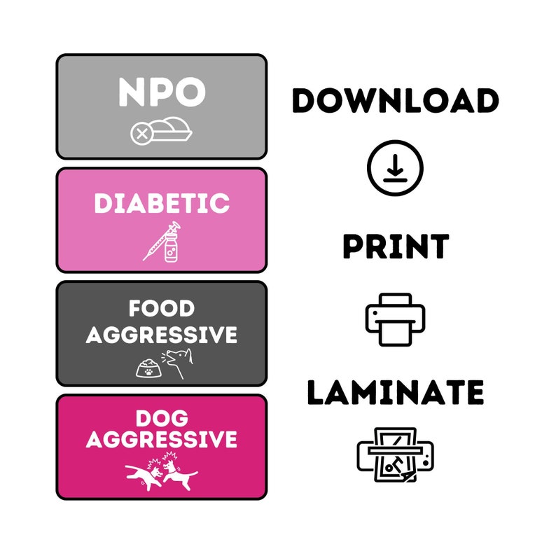 Pink Veterinary Cage Cards Printable Kennel Cards Printable Vet Cage ...