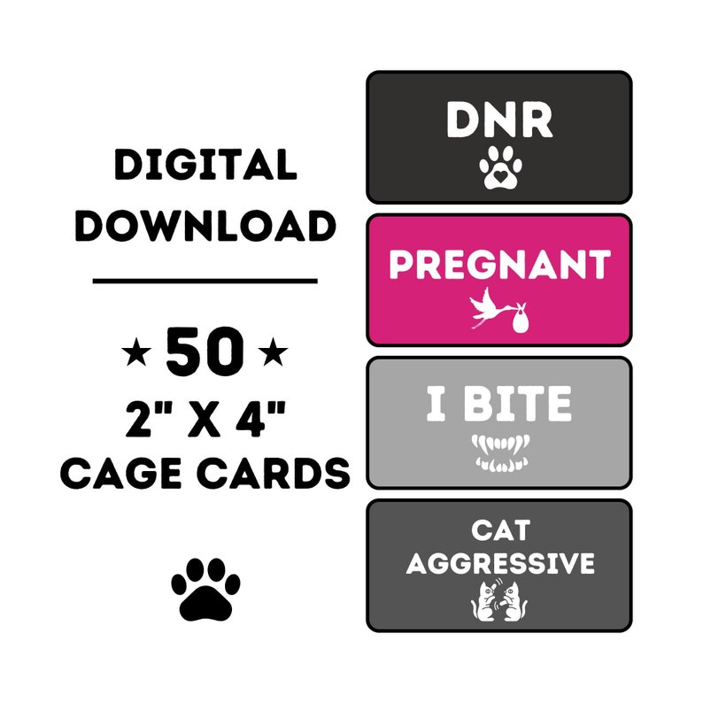 Pink Veterinary Cage Cards Printable Kennel Cards Printable Vet Cage ...