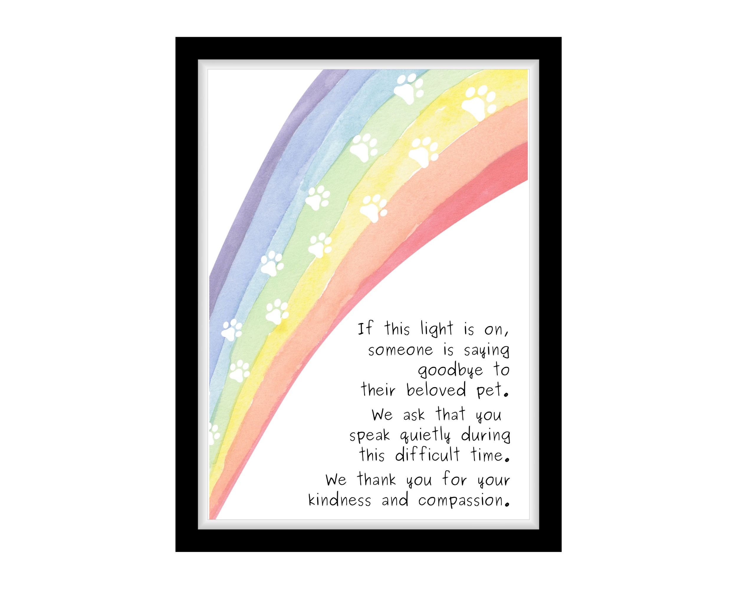 Rainbow Bridge Pet Loss Printable Sign Euthanasia Notice Vet Sign Pet ...