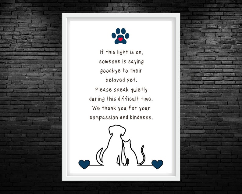 Veterinary Euthanasia Notice Printable Art Veterinarian Pet Loss Sign ...