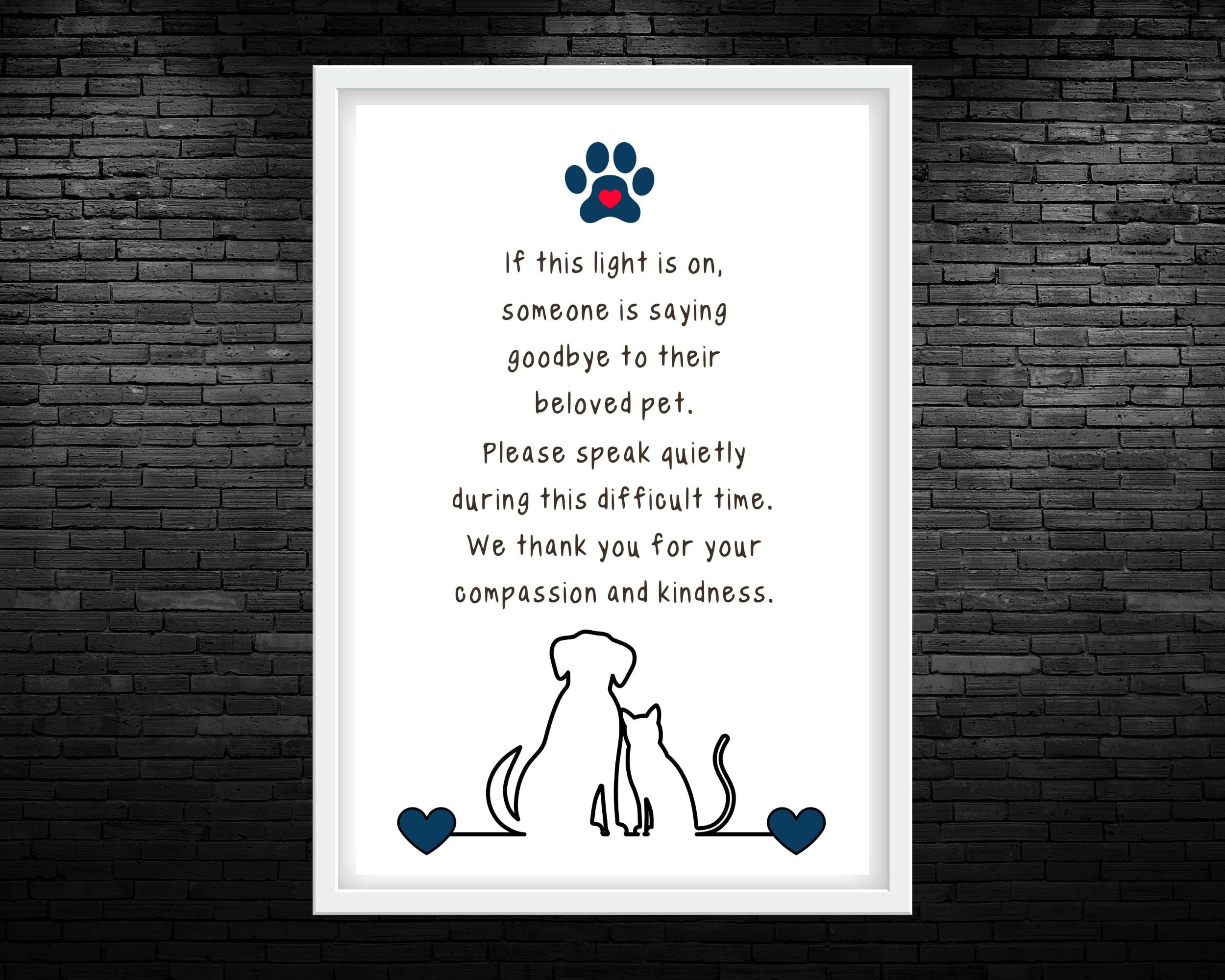 Veterinary Euthanasia Notice Printable Art Veterinarian Pet Loss Sign ...