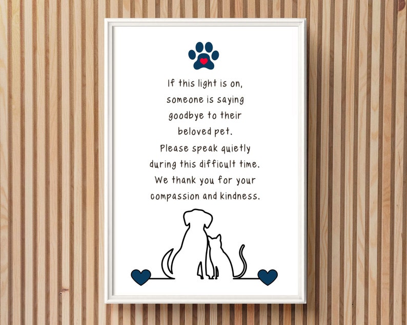 Veterinary Euthanasia Notice Printable Art Veterinarian Pet Loss Sign ...