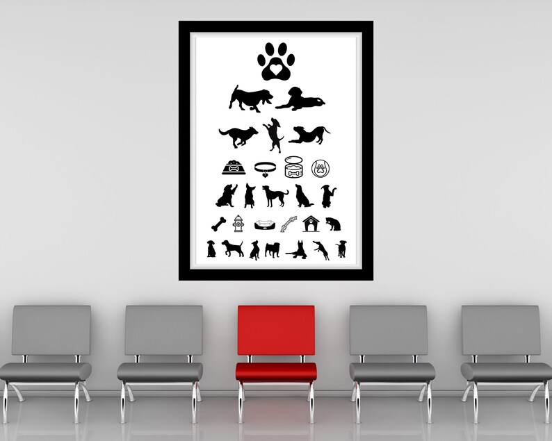 Dog Eye Chart Printable Wall Art Funny Dog Eye Chart Vet Medicine ...